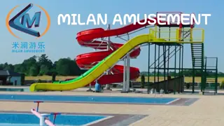 Colorful Design Combined Fiberglass Water Pool Slide with 8-10mm Thickness