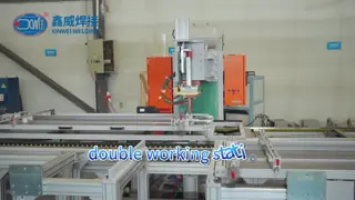 Welding elevator door with double head spot welding machine