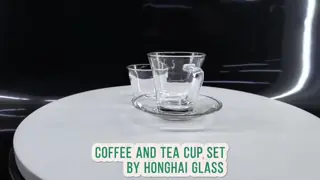 Modern Glass Tea Cup 1473B Elegant Set