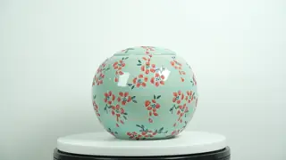 Decorative Ceramic Funeral Urn with Red Berry Design