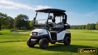 M1S2 White EXCAR 2 Seater Small Electric Buggy Golf Cart With PC Windshield Showcase