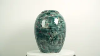 Glossy Blue Green Ceramic Urn for Ashes