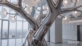 Custom Mirror Stainless Steel Twisted Tree Sculpture for Lobby Decoration