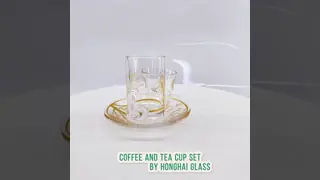 Elegant Golden Tree Glass Tea Cup Set for Home and Office