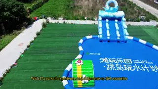 Giant Inflatable Land Water Park Custom Round Pool Water Slide Crawl Tunnel Kids Activity PVC