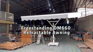 Free Standing Retractable Folding Arm Awning with Wheeled Weighted Base