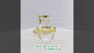 Elegant Gold Rim Glass Tea Cup Set for Espresso and Coffee