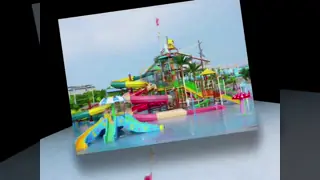 Plastic Slide Water Playground with 8X6m Dimension for kids and family interaction