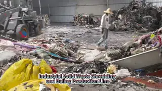 Industrial solid waste shredding and baling production line