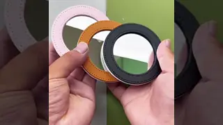 Custom Portable Leather Makeup Mirror Anti Drop Design