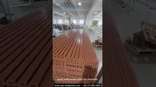 Red Brown 1st Gen Fluted WPC Wall Panel Factory Real Shot