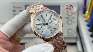 42mm Rose Gold Automatic Chronograph Silver Dial Wristwatch