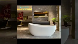 Modern White Solid Surface Freestanding Bathtub for Luxury Bathrooms