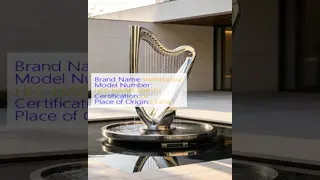 Modern Stainless Steel Harp Water Fountain Sculpture