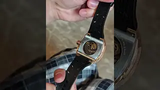 Oblvlo Series Men’s Tonneau‑Shape Hollow‑Dial Quartz Watch