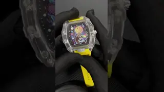 Transparent Tonneau Smiley Face Skeleton Mechanical Watch Display & Wearing Show