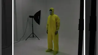 Yellow chemical protection suit