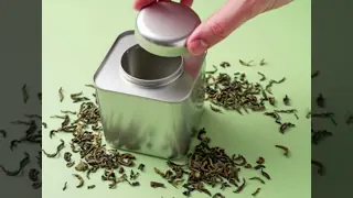 Square Silver Metal Tea Tin Can with Round Lid - Premium Loose Leaf Tea Storage, Chocolate, Matcha P
