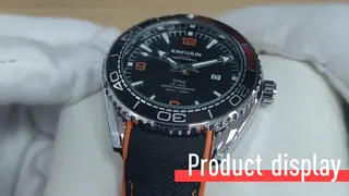Quarter‑Orange Men’s Chronograph Watch with Leather Strap