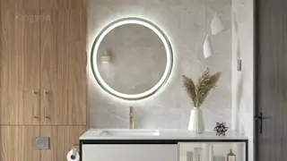 Kingstin Custom Frameless LED Smart Bathroom Mirror Round Lighted Vanity Makeup Mirror with Backligh