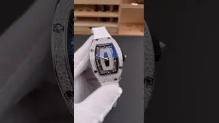 Full Diamond Bezel RM Women Watch Blue Skeleton Dial