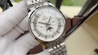 White Dial Moon Phase Annual Calendar Stainless Steel Men Watch