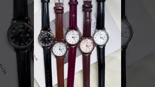 Minimalist Round Leather Ladies Business Quartz Watch Display