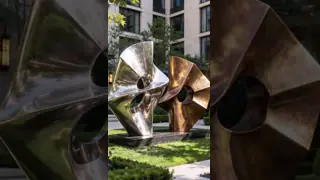 Two-Tone Stainless Steel Abstract Sculptures | Outdoor Public Landscape Art for Mall, Park