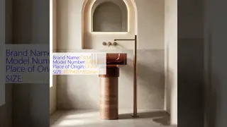 Luxury Burgundy Resin and Marble Pedestal Sink