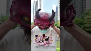 Realistic Demon Latex Mask with Horns & Scary Details | Halloween Horror Costume