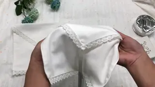 lace edge cotton linen envelope pouch with bow