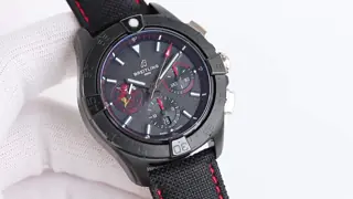 Matte Black Chronograph Sports Watch, Multi Sub-dial Dark Dial Nylon Strap Mechanical Wristwatch