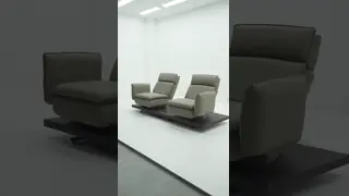 Contemporary Style Two Seater Swivel Sofa With Adjustable Armrest And Footrest