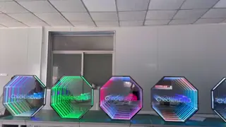 Kingstin Octagon LED Infinity Mirror Decor RGB Color Changing Wall Art Lamp - Bar Gaming Room