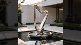 Musical Harp Water Curtain Fountain Art Installation