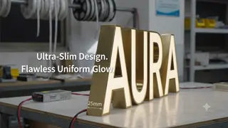 Luxury Restaurant Titanium Gold LED Sign Signage Design