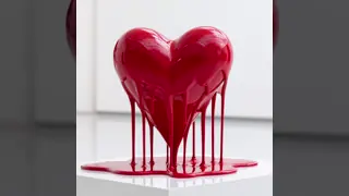 Glossy Red Heart Fiberglass Resin Sculpture for Modern Indoor Decor