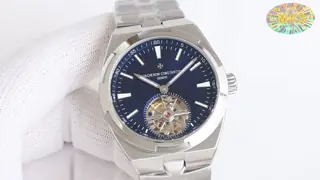 42mm Stainless Steel Tourbillon Watch Blue Dial Metal Bracelet