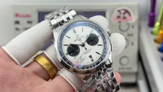 42mm Steel Automatic Chronograph Watch Panda Dial Wristwatch