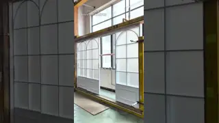 Elegant French sliding door featuring a frosted glass design.