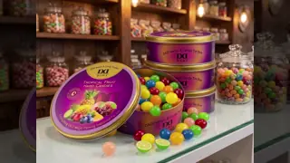 DADI Tropical Fruit Hard Candies - Premium Round Metal Tin Gift Box with Assorted Fruit Flavors