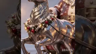 Premium Metal Finish Xmas Deer Santa Statue for Yard & Plaza Decoration