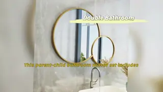 Modern Double Bathroom Parent-Child Mirror Set Large Small Circular Mirrors Touch Switch Irregular
