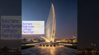 Modern Stainless Steel Sail Sculpture LED Art Installation