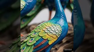Luxurious Peacock Family Resin Sculpture for Garden & Home Decor