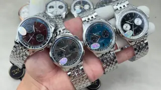 42mm Stainless Steel Chronograph Watch | Multi-Color Dial Automatic Wristwatch