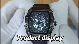 Men’s Tonneau Sports Quartz Watch with Silicone Strap