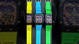 Men’s Tonneau‑Shape Dragon‑Carved Hollow‑Dial Quartz Watch