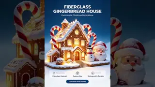 Oversized FRP Illuminated Gingerbread House with Santa & Snowman for Commercial Holiday Exhibition