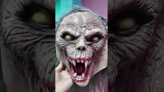 Realistic Demon Monster Latex Mask with Long White Hair for Halloween & Cosplay